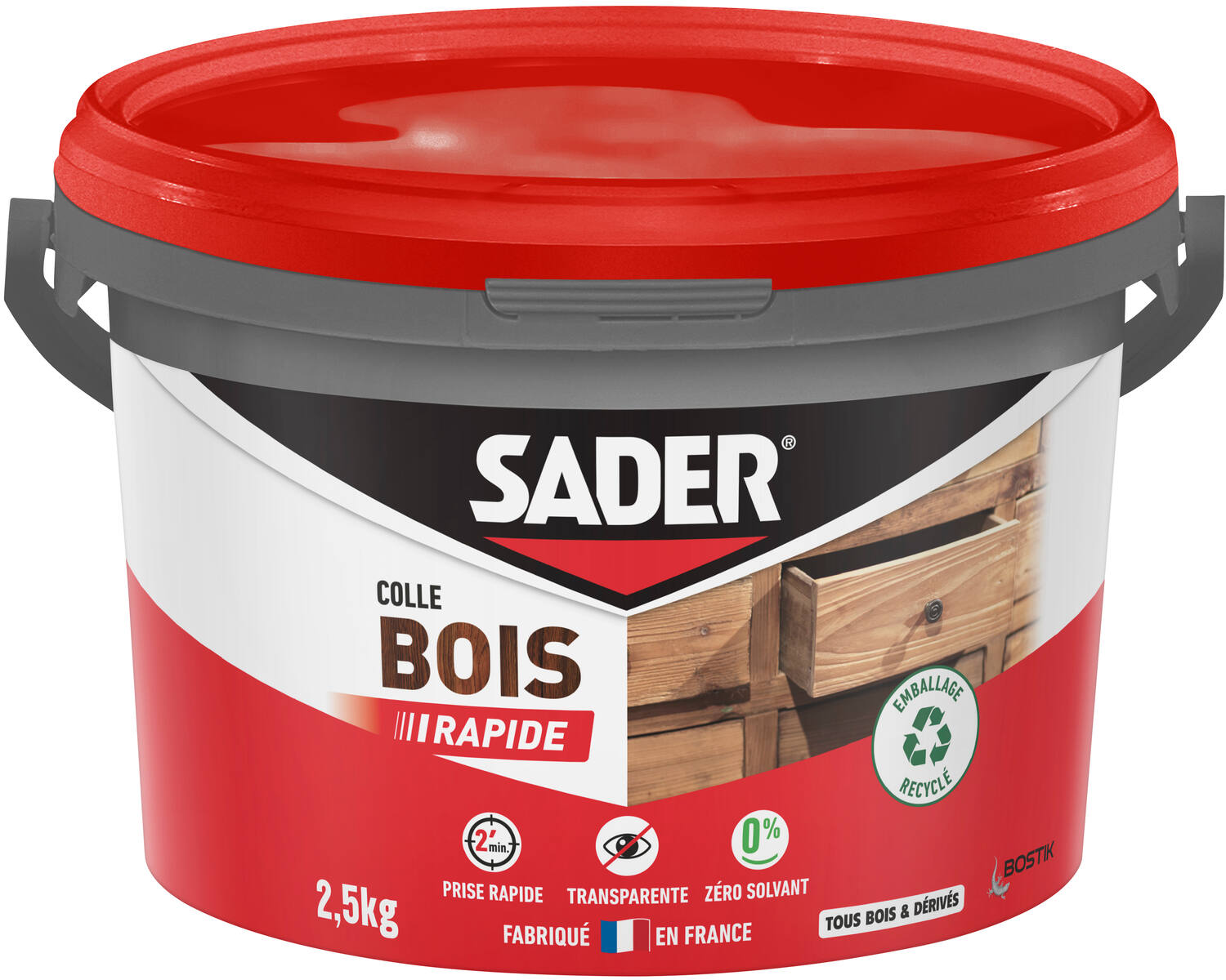 Colle à bois Prise Rapide Seau 2,5kg - SADER - Mr Bricolage