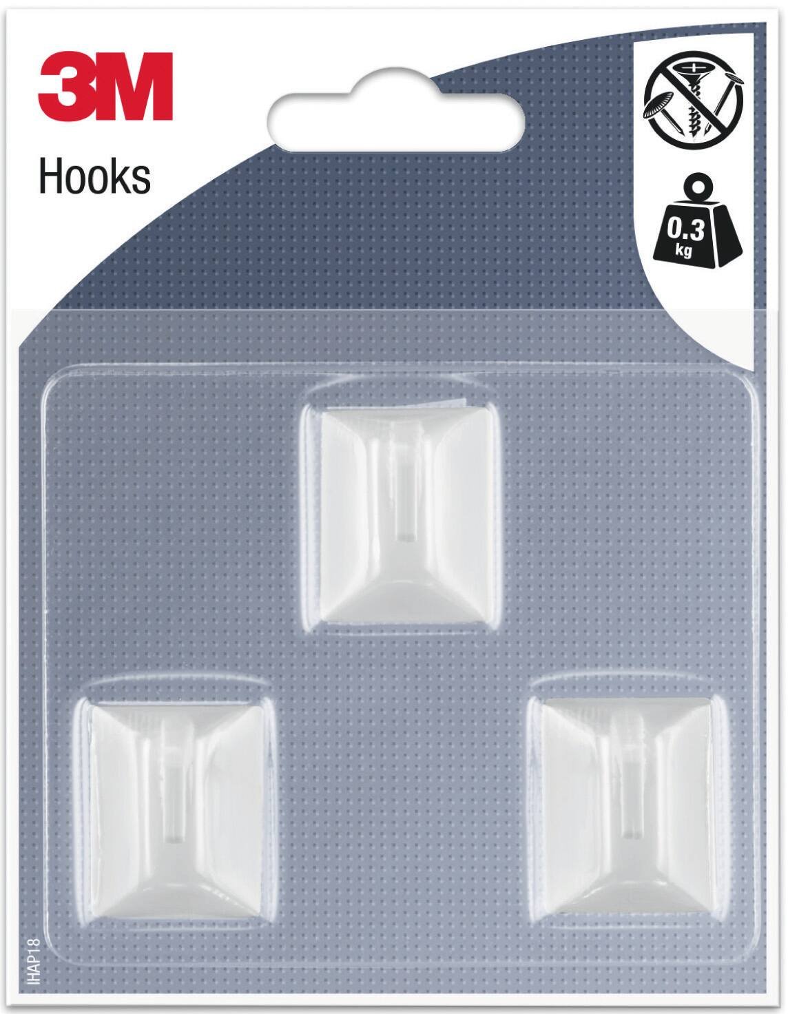 Crochet adhésif rectangle blanc petit modèle - 3M - Mr Bricolage