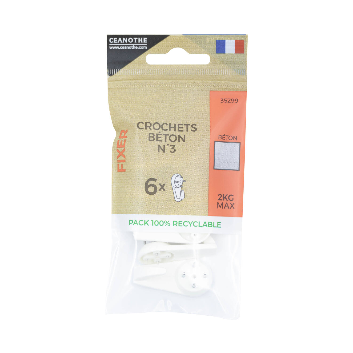 Sachet 6 crochets beton n°3 - CEANOTHE - Mr Bricolage