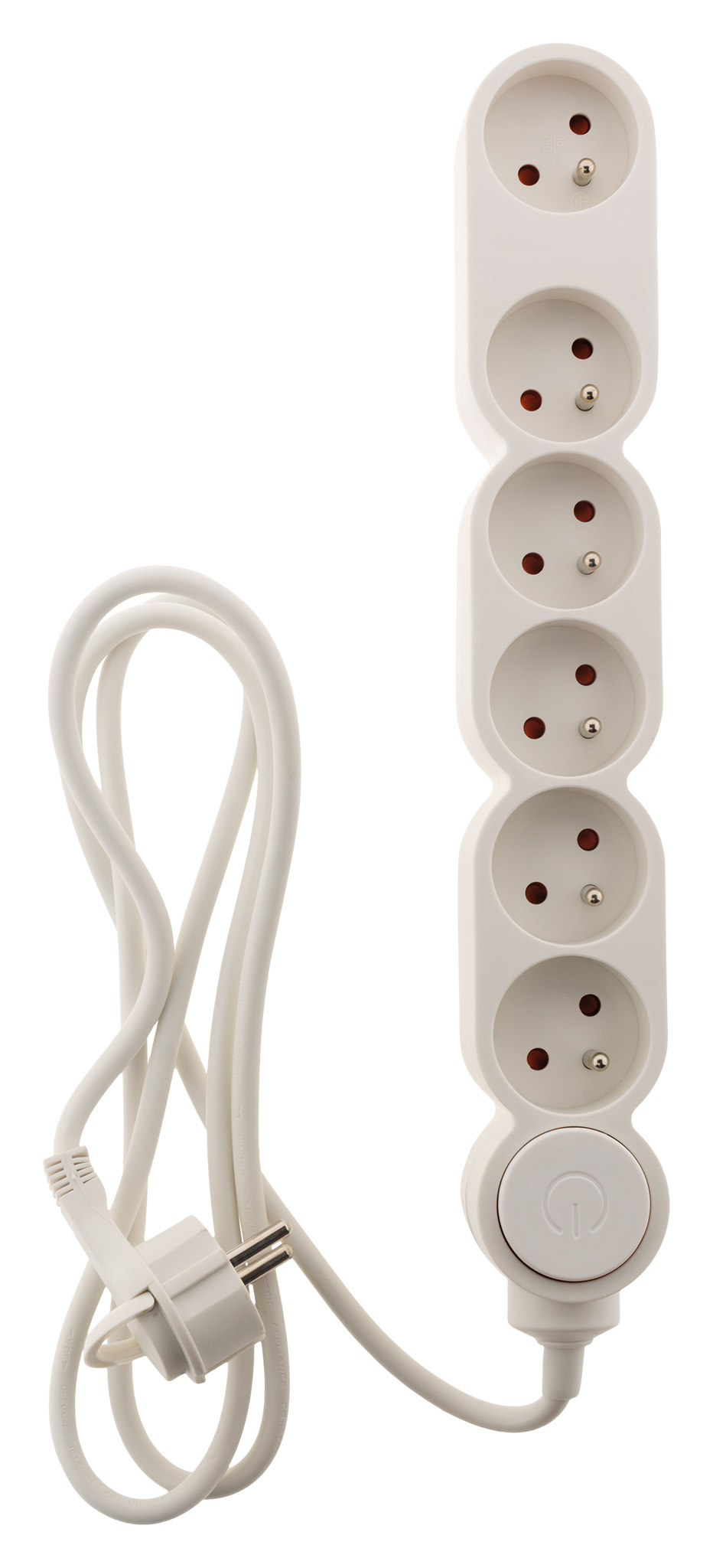 Bloc 6 prises 16A + inter blanc câble H05VV-F 3G1mm² - INOTECH - Mr Bricolage