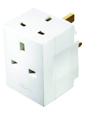 Multi Socket Plug Adaptor, Three Sockets, White - MASTERPLUG - Mr Bricolage